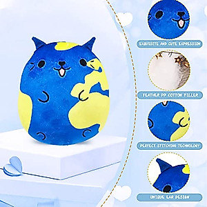 Weighted Cat Stuffed Animals 10" Big Kawaii Cute Plushie for Girls Boys Anxiety, Anime Cat Plush Toy, Kitten Soft Plushy for Christmas Stocking Stuffers Party Favors Birthday Gift for Kids (Blue1)