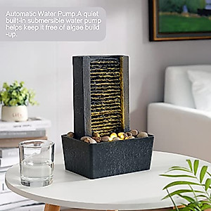Haobos 10.4" Decorative Indoor Fountain Meditation Gurgling Water Fountain Home/Office Decor with Led Light/Cobbles(180041A)