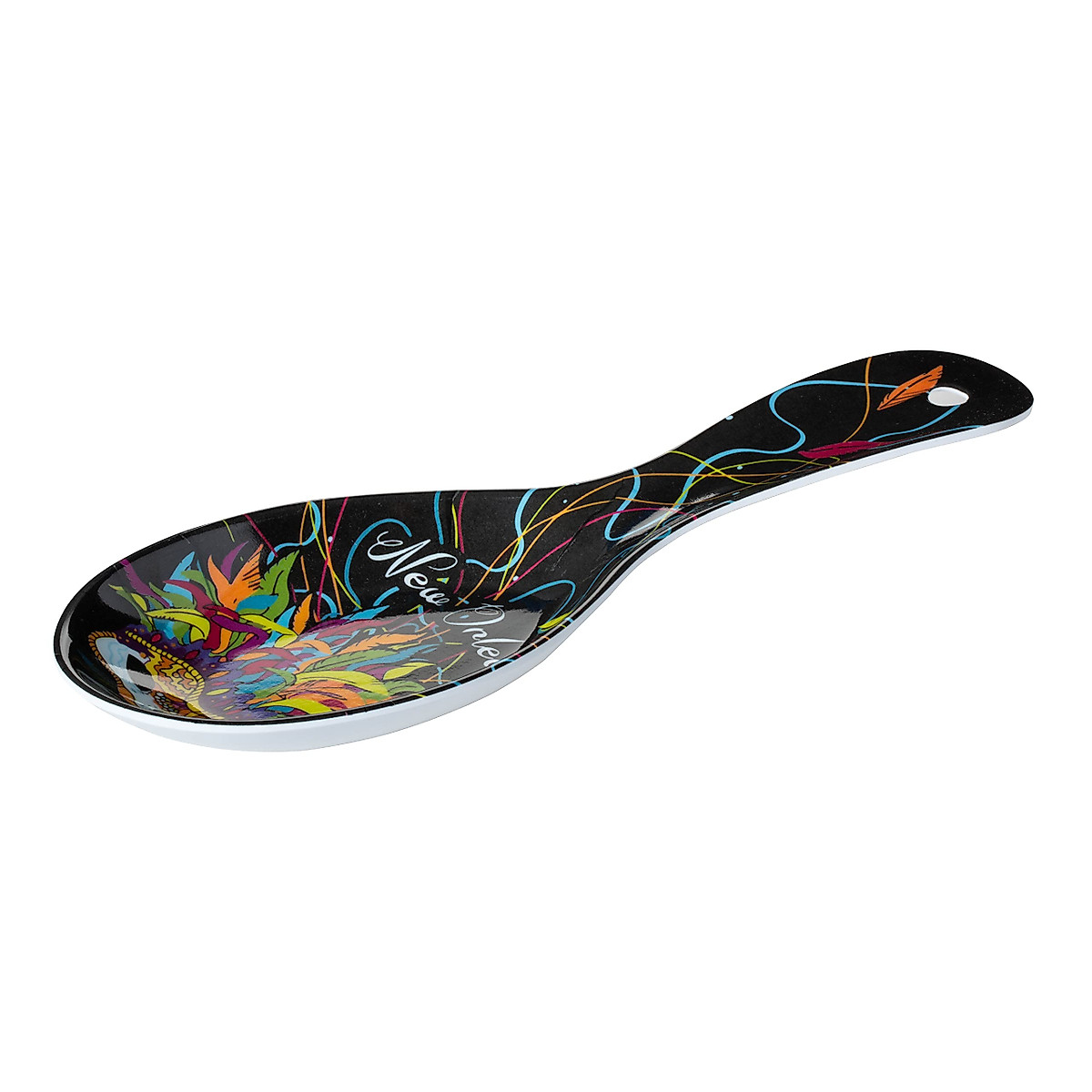 New Orleans Mardi Gras Black Feather Mask Plastic Souvenir Spoon Rest