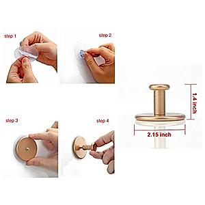 SDH Wall Hooks, Robe Hooks, Adhesive, Aluminum, Removable, Heavy Duty, Modern, Garment Friendly (2 x Hooks (Matt Brass Color))