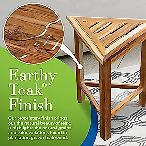 Fully Assembled EcoDecors Flexi Triangle Teak Shaving Shower Stool Bathroom Shelf Chair Caddy Use for Corner Bathroom Seat or Storage 14.5 Inch Radius