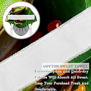 2-Pc Scrub Hats Women Bouffant Hats,Work Hat with Buttons and Cotton Sweatband,Red Eyes Tree Frog Rain Forest