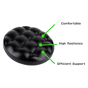 OBMMIRAO Pedicure Stool Low Roller Seat Wheel Stool,Swivel Stool Round Stool with Wheels, Black Low Chair with Wheels,PU Leather (Black StyleB)