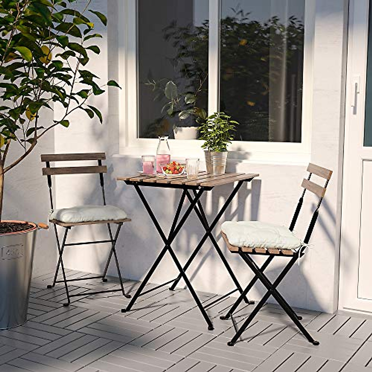 Ikea TÄRNÖ chair, outdoor foldable black/light brown stained Acacia