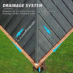 Domi Outdoor Living 14’x20’ Hardtop Gazebo, Wooden Coated Aluminum Frame Canopy with Galvanized Steel Double Roof, Outdoor Permanent Metal Pavilion with Curtains and Netting for Patio, Deck and Lawn