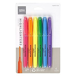 Office Depot 100% Recycled Pen-Style Highlighters, Assorted, Pack Of 6, HY1002-6AST