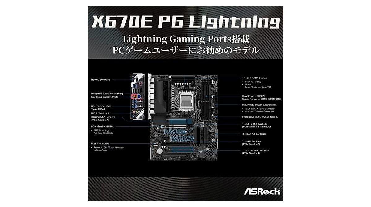 ASRock X670E PG Lightning Motherboard for AMD Ryzen 7000 Series