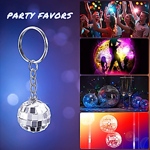 Kigeli 150 Pack Disco Ball Keychain Bulk 0.79'' Discoball Ornaments Silver Disco Accessories for 1970s Disco Party Favor