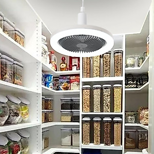 MS4U Socket Fan Light with Remote 10 Inch, Light Socket Fan 2,400 Lumen/6,500 Kelvin, Infinitely Adjustable, for Compact Spaces, Small Room, Walk-in Closet, Bathroom, Gazebo Gray