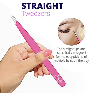 SIVOTE Lash Tweezers for Eyelash Extensions for Volume, Isolation & Classic Lashes, 3 Pack, Pink