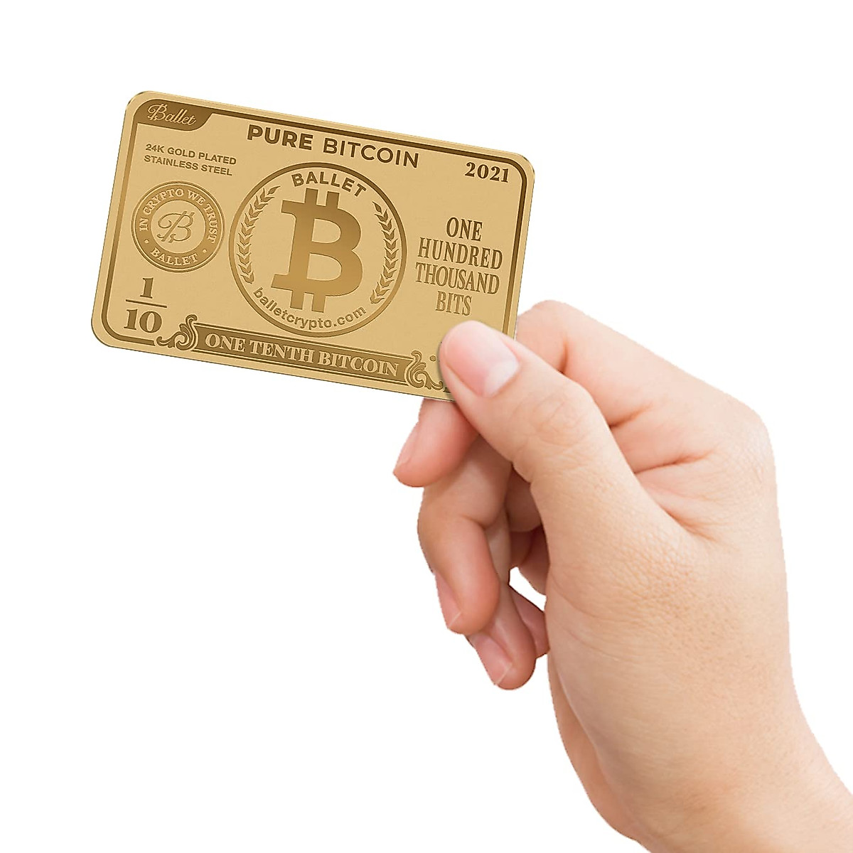 Ballet Pure Bitcoin (0.1 BTC) Wallet, Gold Edition - Physical Cryptocurrency Wallet, The Easiest Crypto Cold Storage Wallet (Single)