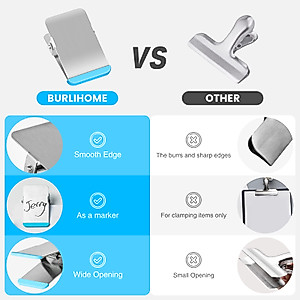 Bag Clips for Food, 6 Pack Metal Chip Clips with Colored Silicone, Heavy Duty Chip Bag Clip with Air Tight Seal, Stainless Steel Food Bag Clips for Food, Snack