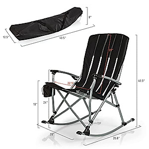 PICNIC TIME NFL New York Giants Outdoor Rocking Camp Chair, XL Heavy Duty Camping Chair for Adults, (Black)