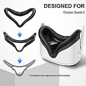 SUPERUS Face Cover Pad & Glasses Spacer Compatible with Oculus/Meta Quest 2 Accessories, Enhanced Comfort, and Prevent Your Glasses from Scratching VR Lenses (Black)