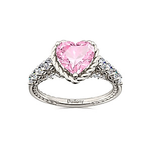 Daffany Pink Heart Vintage Twisted Rope Side-stone Cathedral Engagement Ring 925 Sterling Silver (7)