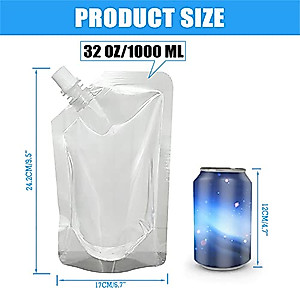 6 Pieces Drinks Flasks Juice Flasks Liquor Pouch Reusable Drinking Flasks Concealable Plastic Flasks for Sneak to go flask, with Funnel (32 OZ)