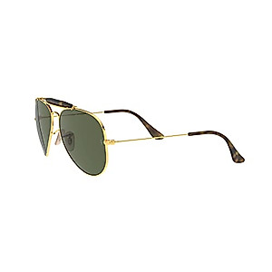 Ray-Ban RB3029 Outdoorsman II Aviator Sunglasses, Gold/G-15 Green, 62 mm