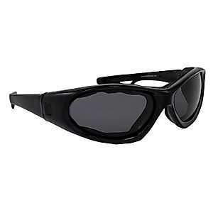 Hurricane Eyewear Category-5 Jet Ski Water-Sport Floating Goggles Interchangeable from Sunglasses to Goggles Black Frame with Polarized Smoke Lens