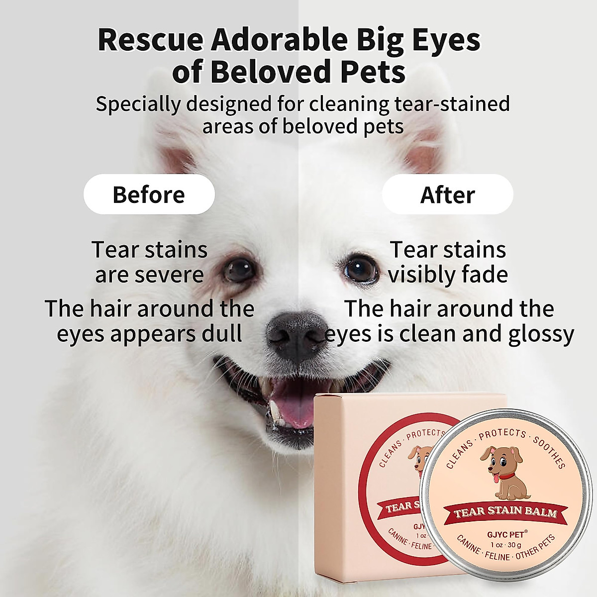 Tear Stain Remover for Dogs 1oz - Dog Tear Stain Remover for White Dogs, Pet Eye Cleaner, Dog Eye Care for Tear Stains, Dog Eye Booger Remover, Cat Tear Stain Remover, Eye Stain Remover for White Fur