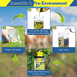 Qualirey 15 Pack Fly Trap Bait Refills, Non Toxic Fly Trap Attractant for Reusable Outdoor Hanging Fly Trap Bottles, 30g Natural Fly Trap Bait Attractant Refills for Outside Fly Killer Bottles