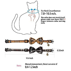 KUDES 2 Pack/Set Cat Collar Breakaway with Cute Bow Tie and Bell for Kitty and Some Puppies, Adjustable from 7.8-10.5 Inch
