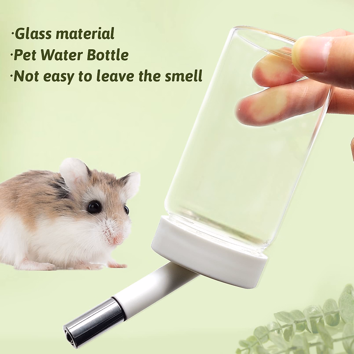 Hamiledyi Hamster Water Bottle with Lights Stand No Drip Small Animal Water Dispenser Pet Drinker Stand for Guinea Pig Mouse Gerbil Squirrel Small Animal Habitat Decoration (Green)
