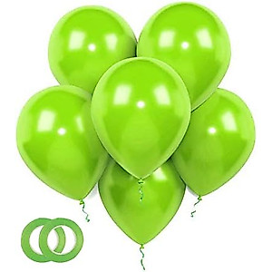 Lime Latex Balloons, 100pcs 12-Inch,Light Green Balloons as Birthday Balloons Baby Shower Jungle Dinosaur Theme Party Decorations, Gender Reveal(with Green Ribbon)