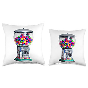 Candy Vending Machine Gumball Machine Throw Pillow, 18x18, Multicolor