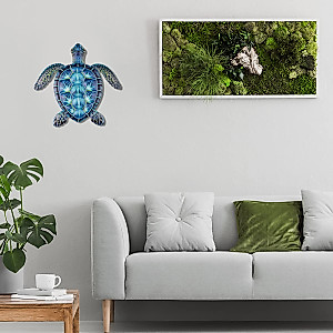 YIYA Metal Sea Turtle Wall Decor Sea Turtle Wall Art Decor for Home Bedroom Living Room Office Garden Fences Aquarium Ocean Wall Decoration, Blue