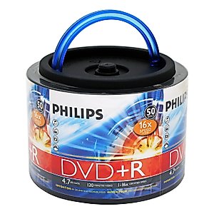 PHILIPS 16x 4.7GB 120-Min DVD+R Media 50-Pack