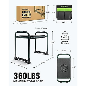 Garden Kneeler and Seat Heavy Duty, Foldable Gardening Stool - 2024 Upgraded Widened to 10" Stable Wear-resistant Prevent Knee and Back Pain, Beautiful Logo high-end 2 Large Tool Bags Gift for Women