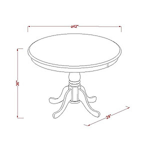 East West Furniture TRKE5-BLK-W 5 Piece Kitchen Counter Height Dining Table Set Includes a Round Dining Room Table and 4 Wooden Seat Chairs, 42x42 Inch, Black & Cherry