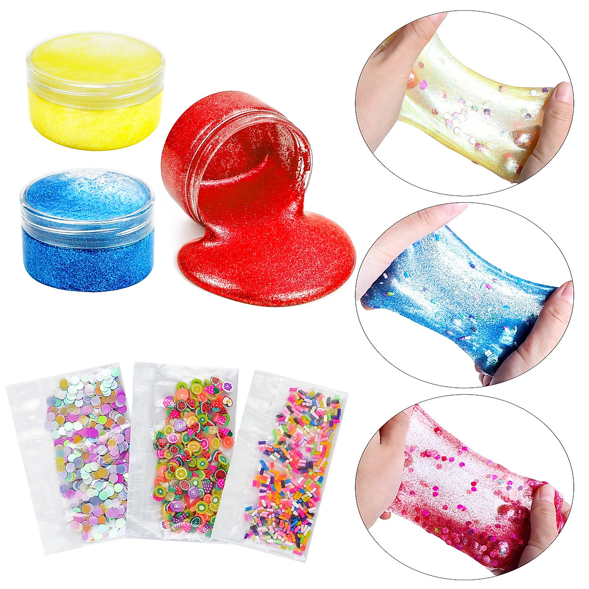 Klever Kits Slime Kit, Paint Your Own Toy Kit, Slime and Toy Set, 3 Glitter DIY Slime Making Kit, 3 Air Dry Clay for Girls Boys Kids Ages 5-12, Kids
