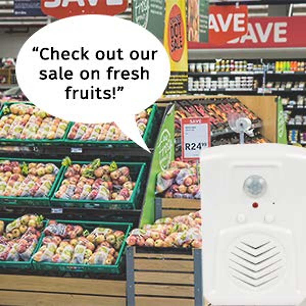 SierraTeck Motion Activated Voice Player - Recordable, Built-in Microphone – Independent Living, Point of Sale Advertising, Door Greeter, Entry Alert