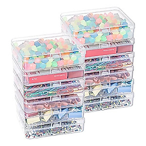 Kingrol 18 Pack Mini Clear Plastic Storage Containers with Lids, 4-1/2 x 3-3/8 x 1-1/8 Inch Empty Hinged Boxes for Beads, Jewelry, Tools, Craft Supplies, Flossers, Fishing
