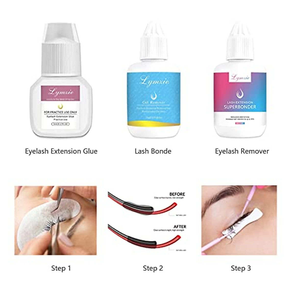 Eyelash Extension Kit, Lymzie Lash Extension Practice Kit with Mannequin Head Professional Eyelash Grafting Training Tools Set for Beginners Include Glue Tweezers