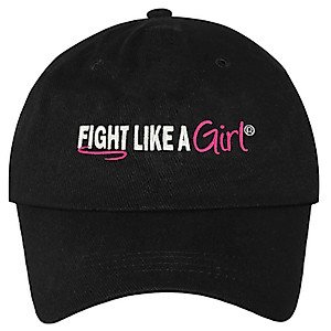 Fight Like a Girl Breast Cancer Embroidered Cap,Black,One Size
