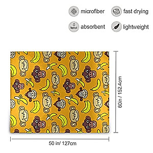 Soft Fleece Blanket, Monkey Love Banana Warm Cozy Plush Blanket, Fluffy Faux Fur Throw Blanket, Large Furry Blanket for Bed Chair Sofa Couch Bedroom 50" x 60"