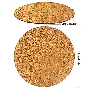 30 Pack Self-Adhesive Cork Round 4” Cork Tiles Cok Bcking Sheets Cork Coasters Round for DIY Crafts