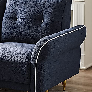 Pingliang Home Modular Sectional Sofa, 5 Seat U Shaped Sectional Couch with 2 Ottoman, Modern Comfy Sherpa Fabric Sofa Couches for Living Room, Blue