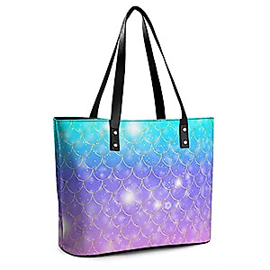 Womens Handbag Mermaid Fish Tail Leather Tote Bag Top Handle Satchel Bags For Lady