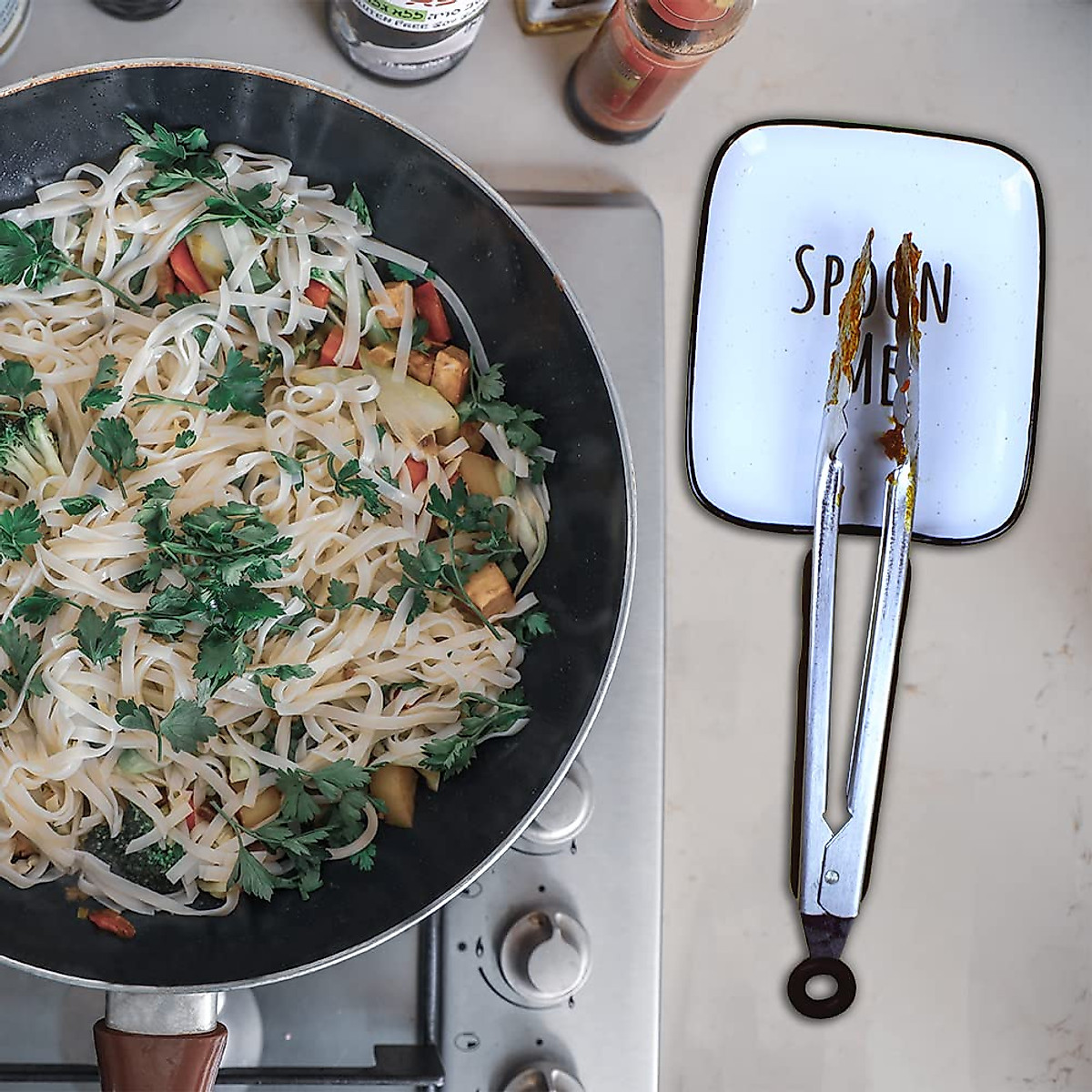 MAVOJI Spoon Rest for Stove Top – Extra Large Farmhouse Spoon Holder for Kitchen Counter, Ceramic Utensil Holder for Big Cooking Spoon, Coffee Spoon Rest