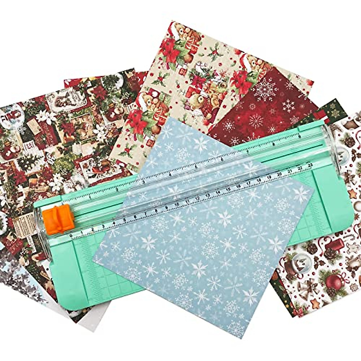 QYQRQF Paper Cutter, A4 Paper Trimmer with Security Safeguard & Side Ruler Portable Straight Edge Cutter for Scrapbooking Craft Paper, Photos, Label, Cardstock (Green)