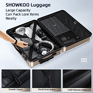 SHOWKOO Luggage Sets Clearance ABS Hardshell 3pcs Luggage Hardside Lightweight Durable Suitcase sets Spinner Wheels Suitcase with TSA Lock (Champage)
