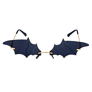 mincl fashion luxury brand men's bat sunglasses vintage frameless sunglasses women unique sunglasses UV400 (black)