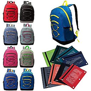 24-Pack - 17" Sport Backpacks with Pencil Pouch - Bulk Bundle Essential for Elementary, Middle, and High School Students, 8 Assorted Colors