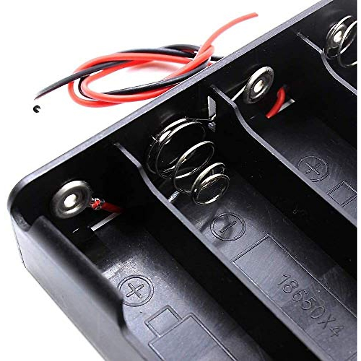 ZYM119 14.8V 4 18650 Battery Holder Case Box with Leads - Black Circuit Board
