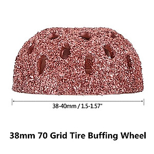 Tire Buffing Wheel, Acouto 38mm 70 Grid Tire Buffer Wheel Abrasiveness Coarse Buffing Wheel with Linking Rod Tire Patching Buffer Tool Tire Repair Patch Tools