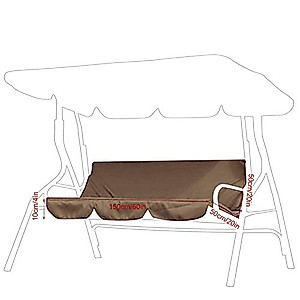 POCREATION Outdoor Swing Cushion Cover 3 Seater Swing Chair Cushion Replacement Sleeve Swing Seat Pads Cushion Cover Replacement for Patio Garden Yard 150 x 50 x 10cm (Brown)