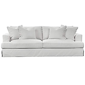 Sunset Trading Newport Slipcovered Sofas, Large 94" Wide Stationary, Performance Fabric White